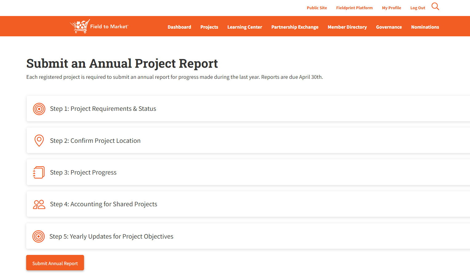 Fieldprint Project Annual Reporting – Fieldprint Platform Help