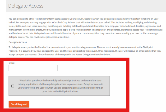 Delegate Access – Fieldprint Platform Help